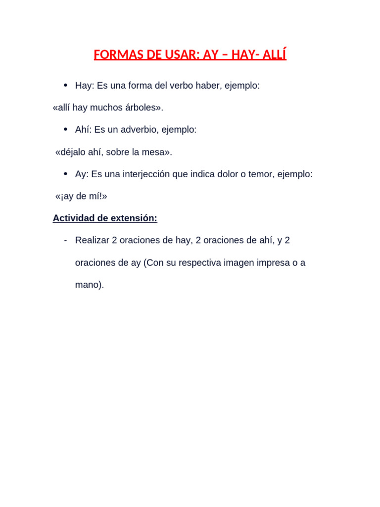 Uso correcto de hay, ahí y ay | PDF
