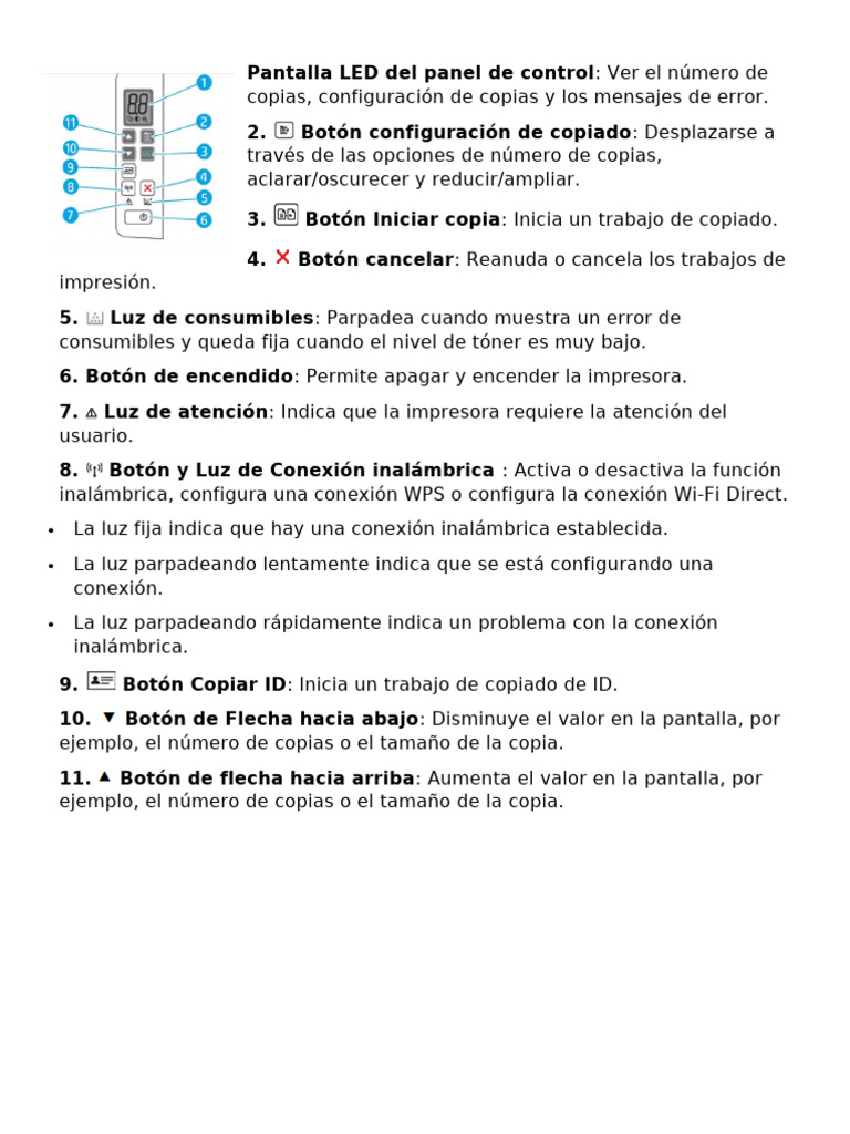 Funciones del Panel de Control de Impresora | PDF