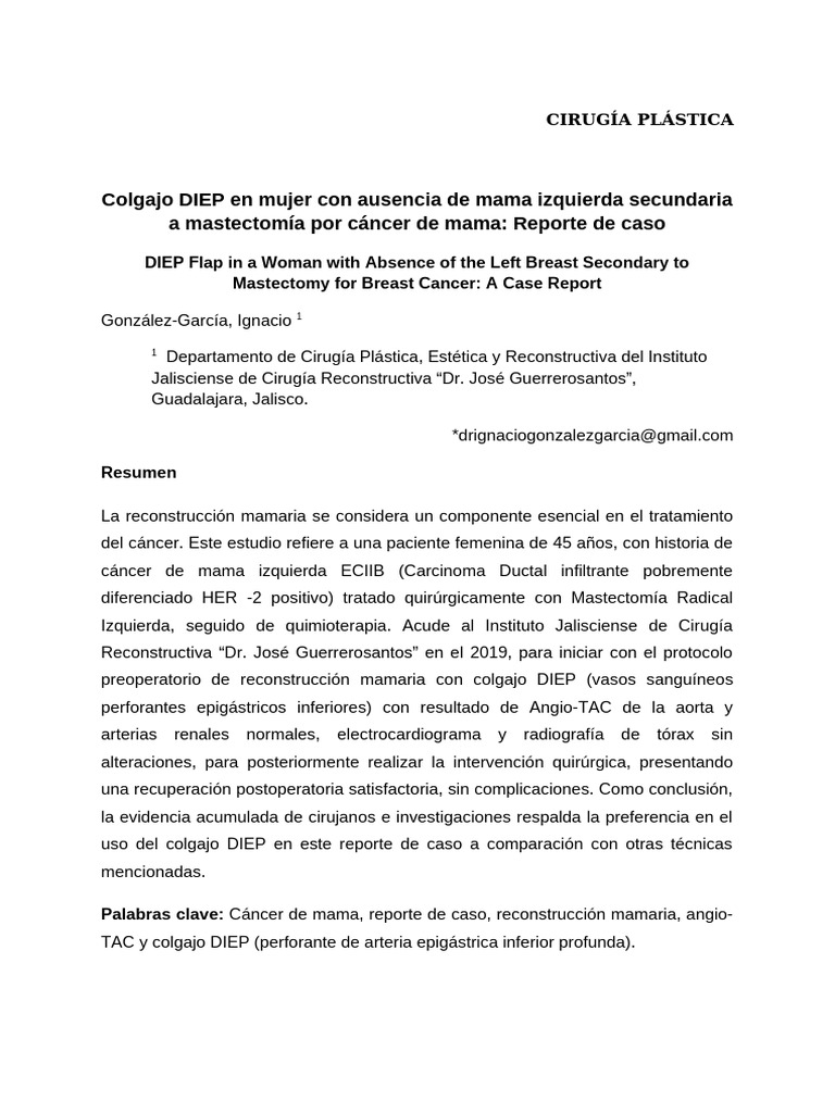 Reconstrucción mamaria con colgajo DIEP | PDF | Cáncer | Cáncer de mama