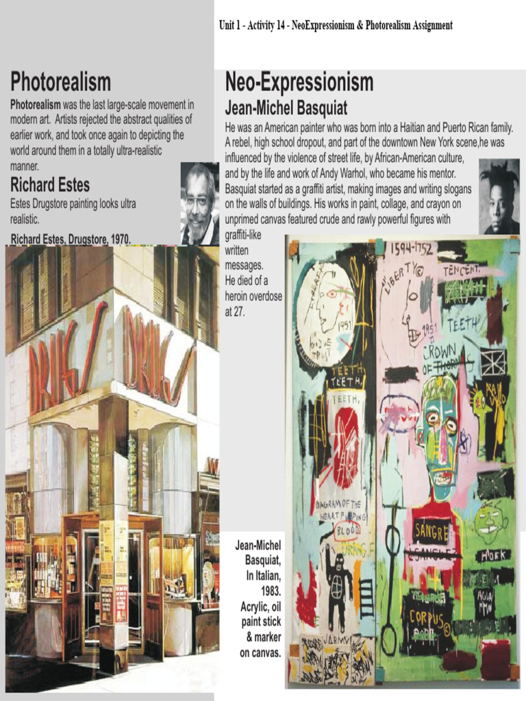 Unit 1 - Activity 14 - NeoExpressionism Photorealism Assignment | PDF ...