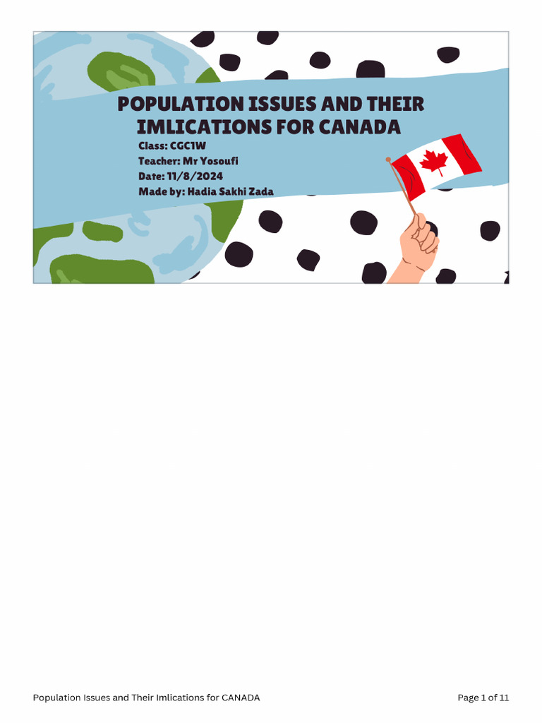 Population Issues and Their Imlications For CANADA PDF | PDF