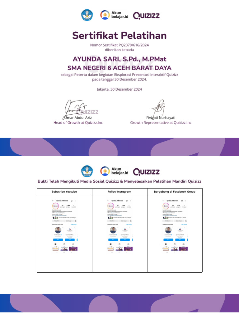 Sertifikat - Ayunda Sari, S.PD., M.pmat | PDF