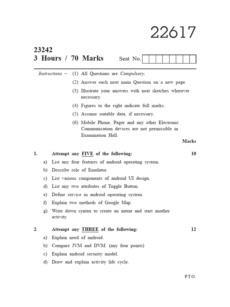 MSBTE 22617 Mobile App Dev Exam Paper | PDF | Android (Operating System ...
