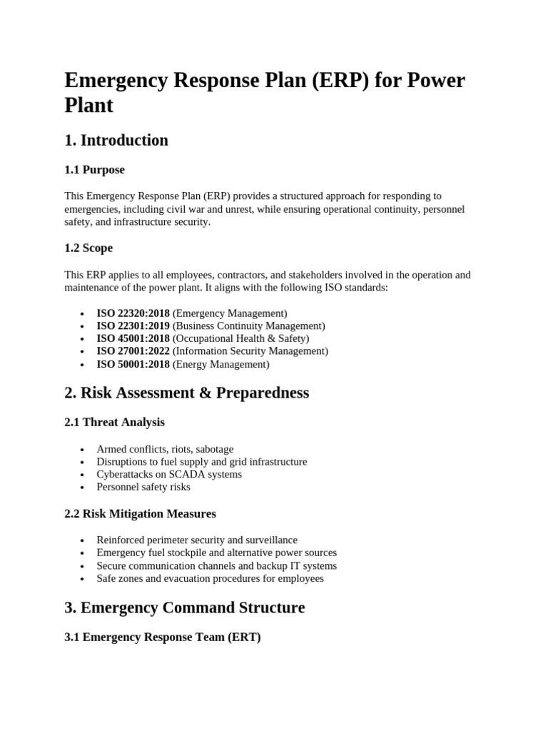 Emergency Response Plan | PDF | Risk | Risk Management