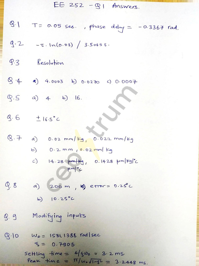 Quiz 1_EE252_2021_Answers | PDF
