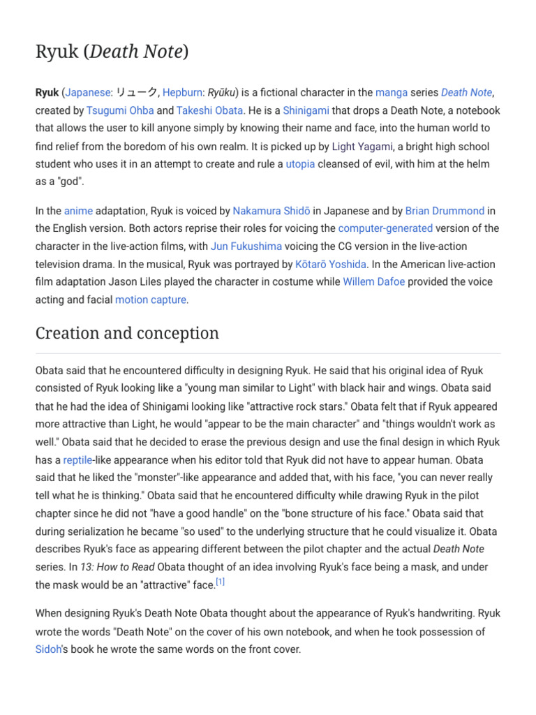Ryuk (Death Note) - Wikipedia | PDF