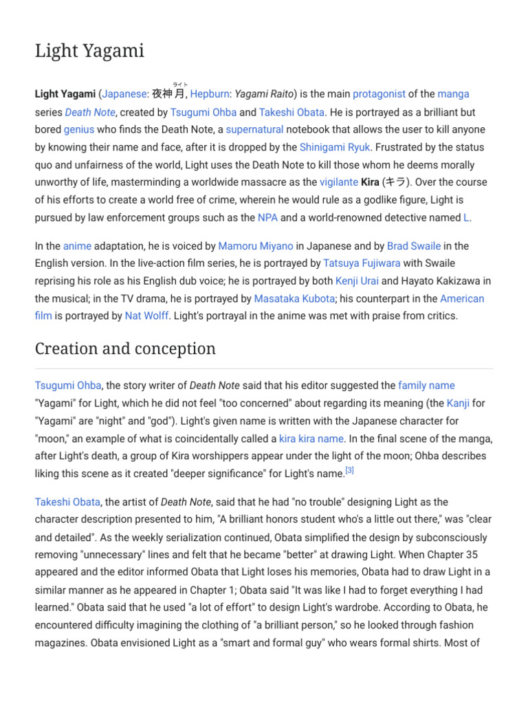 Light Yagami - Wikipedia | PDF