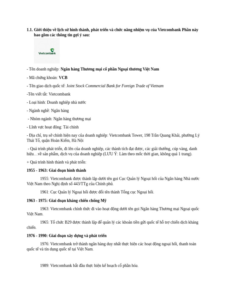 Oint Stock Commercial Bank For Foreign Trade of Vietnam | PDF