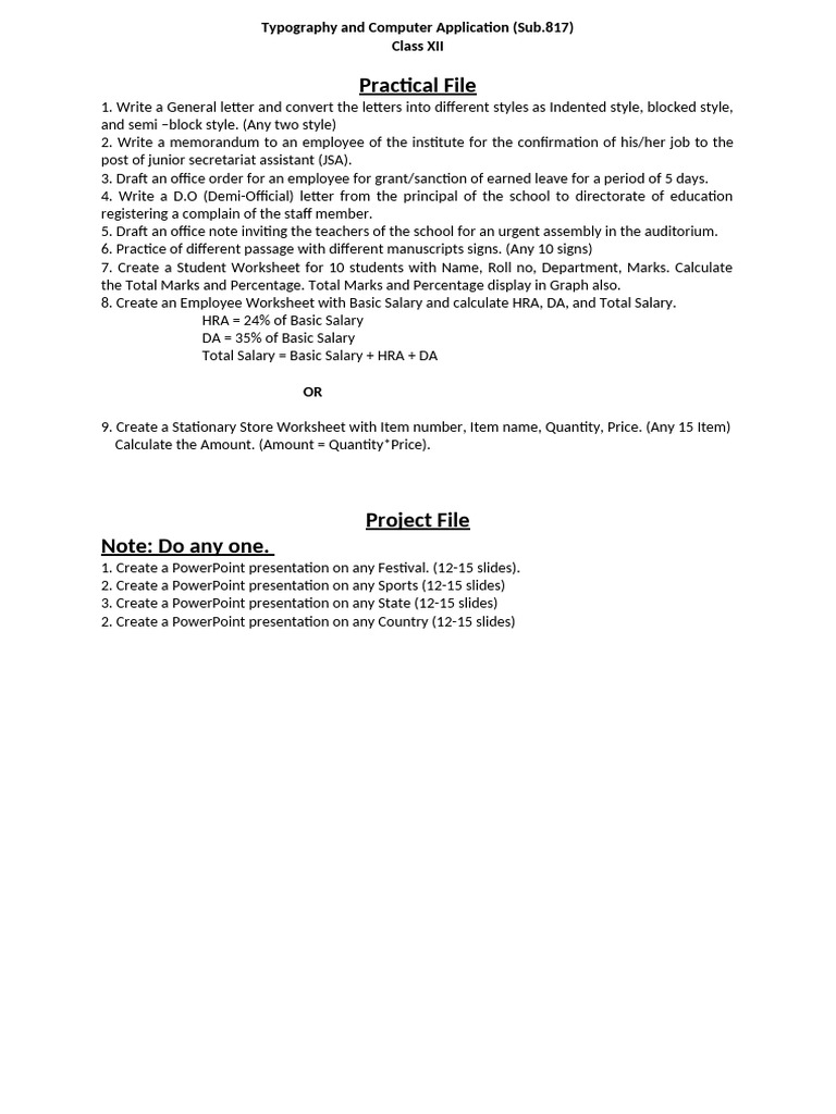 Typography Practical File and Project | PDF