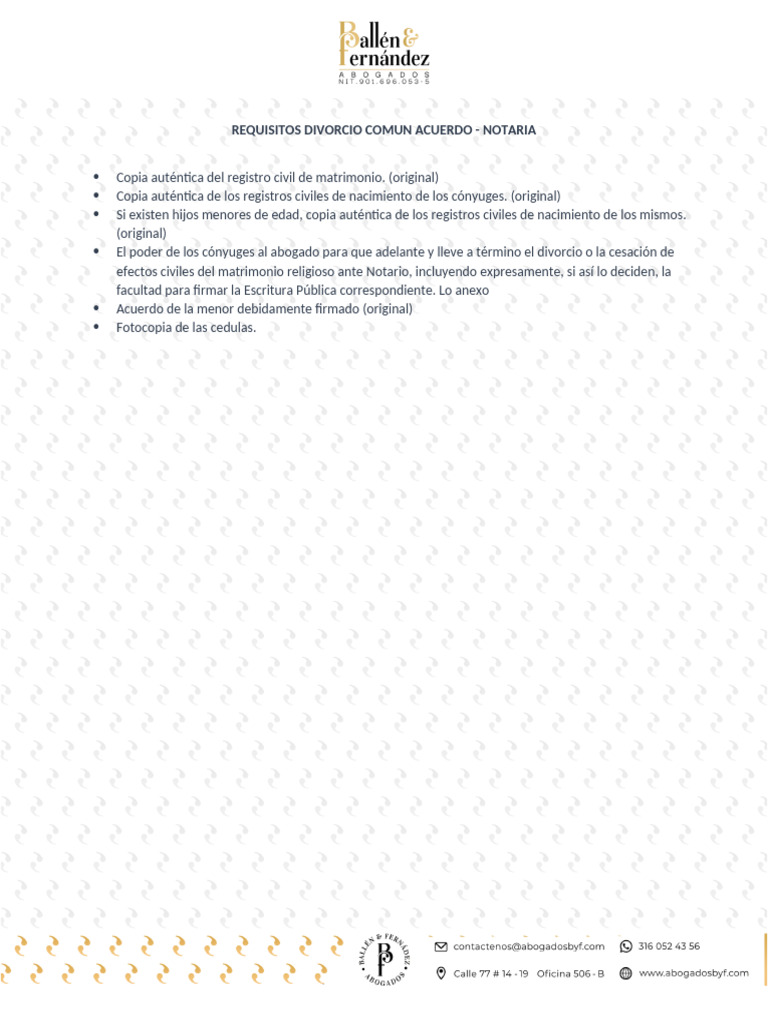 REQUISITOS DIVORCIO NOTARIA | PDF