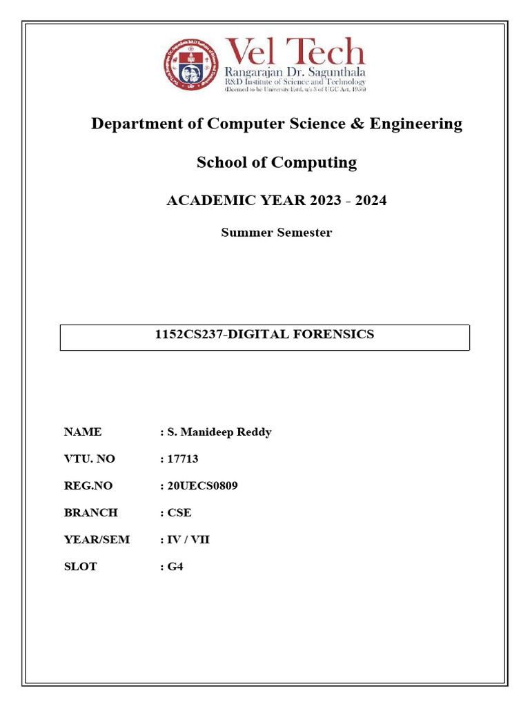 00 Record Front Page - DF G4 | PDF | Computer Forensics | Computer File