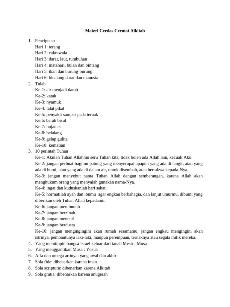 Materi Cerdas Cermat Alkitab | PDF