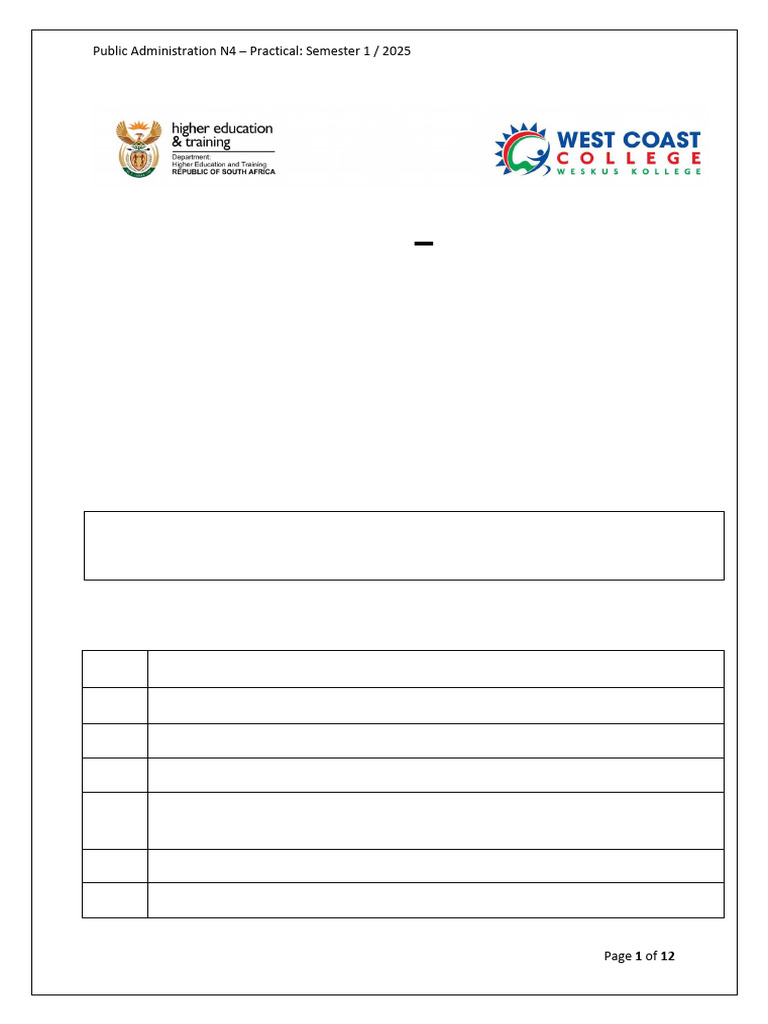 Public Administration N4 Practical 2025 | PDF | Learning | Cognition