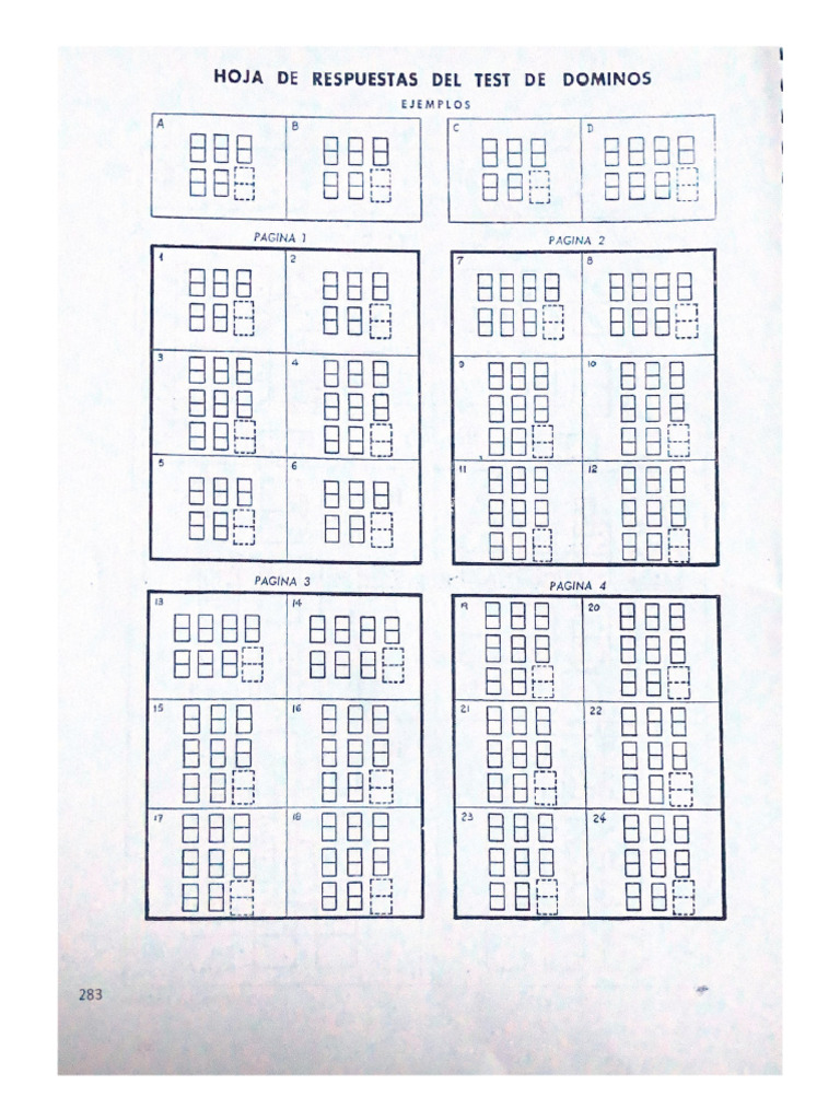 Hoja de Respuestas Del Test de Dominos | PDF