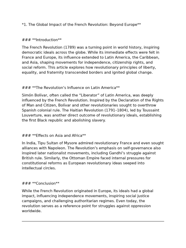 Global Impact of French Revolution | PDF