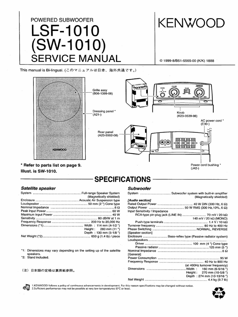 SW1010 SM Kenwood en | PDF