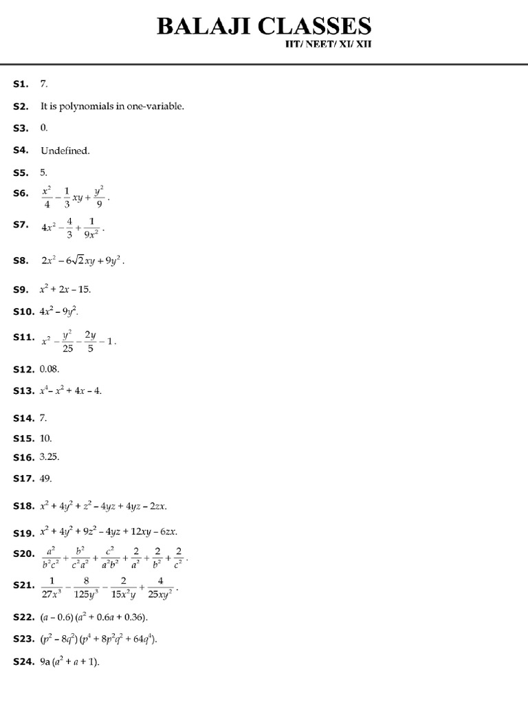 Super Module- Polynomials-Solution | PDF