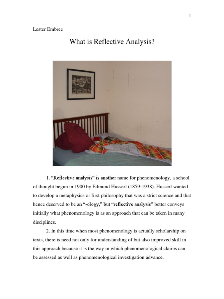What Is Reflective Analysis | PDF | Phenomenology (Philosophy) | Edmund ...