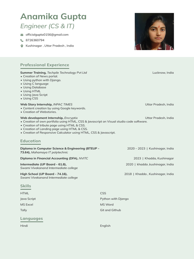 Anamika Gupta Resume | PDF