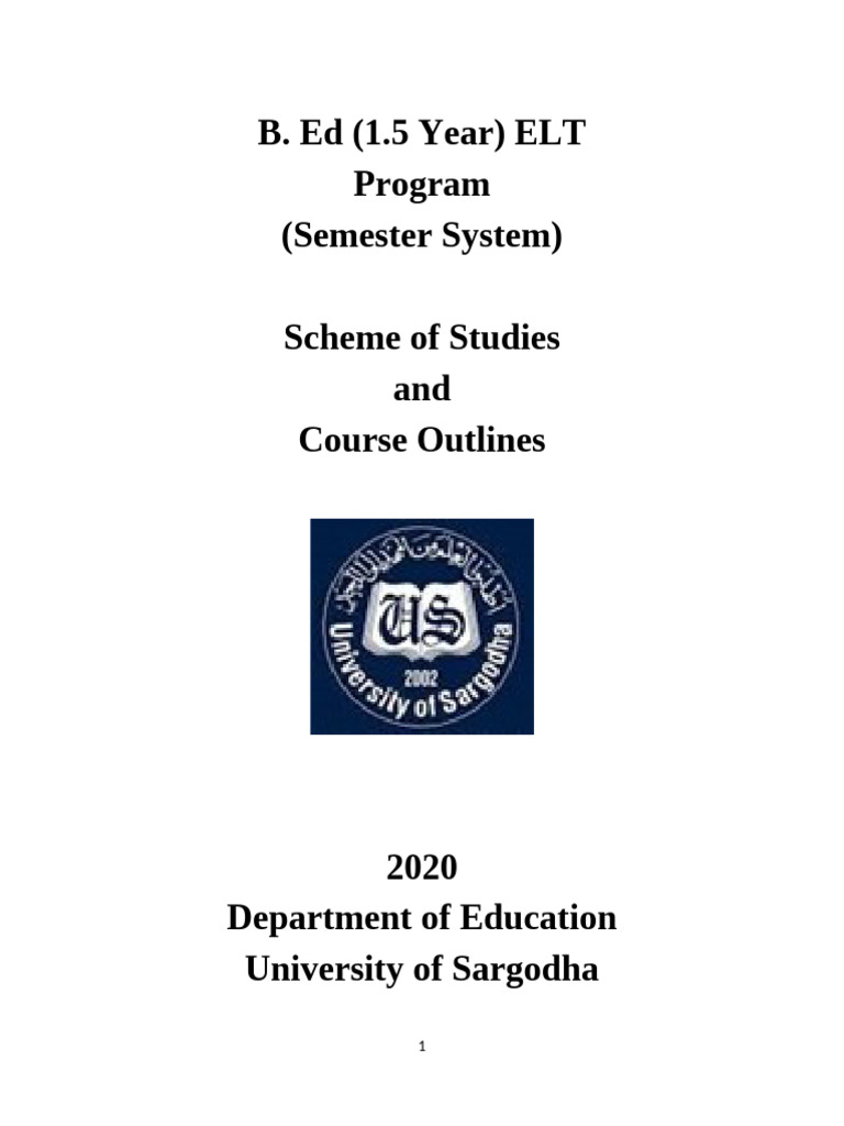 Scheme of Studies BEd ELT 1.5 for Approval 27.08.2020 | PDF | Stress (Linguistics) | Educational ...