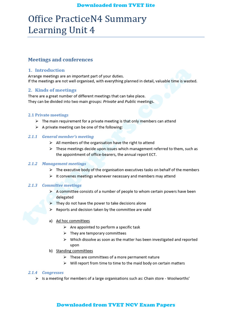 Office Practice N4 Topic4 | PDF | Common Law | Quorum