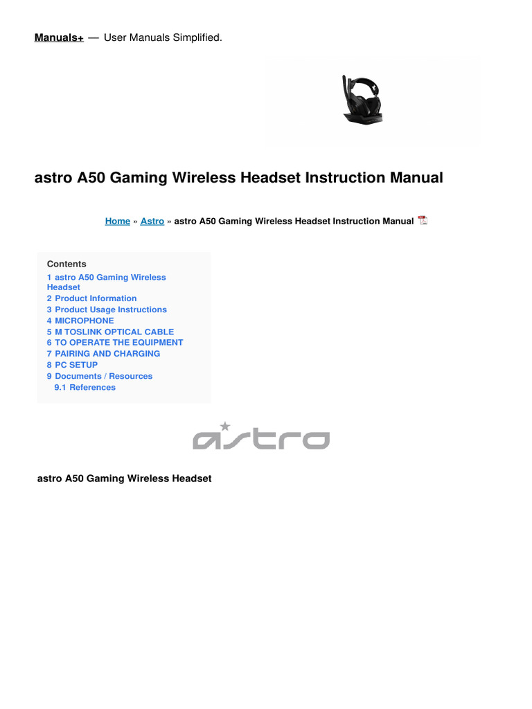 A50 Gaming Wireless Headset Manual | PDF | Headphones | Xbox