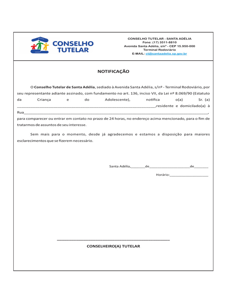 Notificação do Conselho Tutelar | PDF