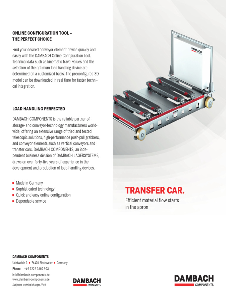 Dambach Transfer Car Configuration Tool Pdf Mechanical Engineering