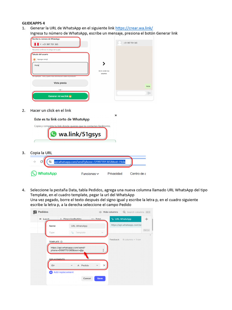 Configuración de WhatsApp en GlideApps | PDF