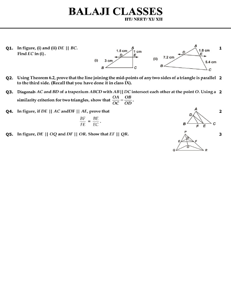 Test-18 Triangles NCERT BPT | PDF