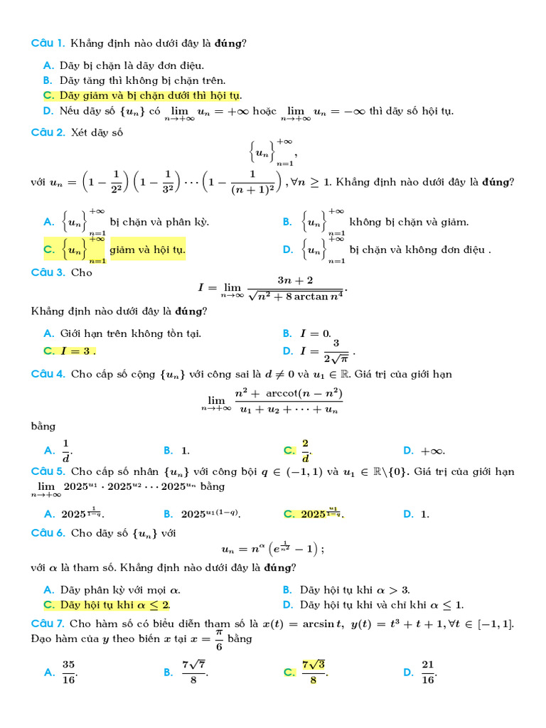 De Tham Khao Giai Tich 1 TK3 | PDF