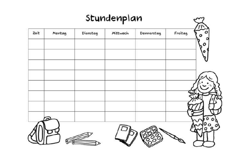 Monday German Stundenplan Timetable | PDF