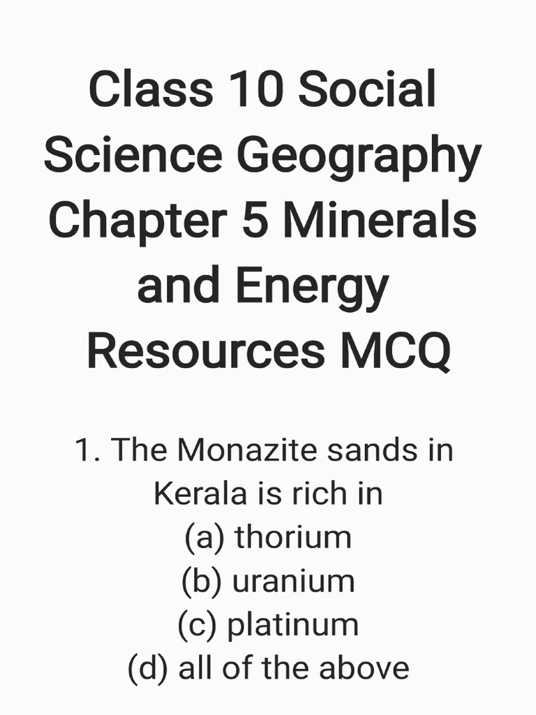 Geo MCQ Class 10 | PDF
