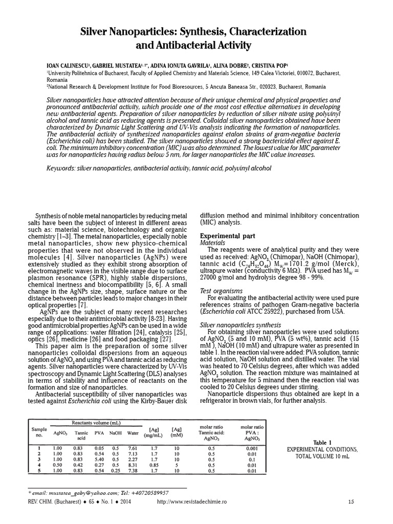 Silver Nanoparticles Synthesis, Characterization | PDF | Nanoparticle | Ultraviolet–Visible ...