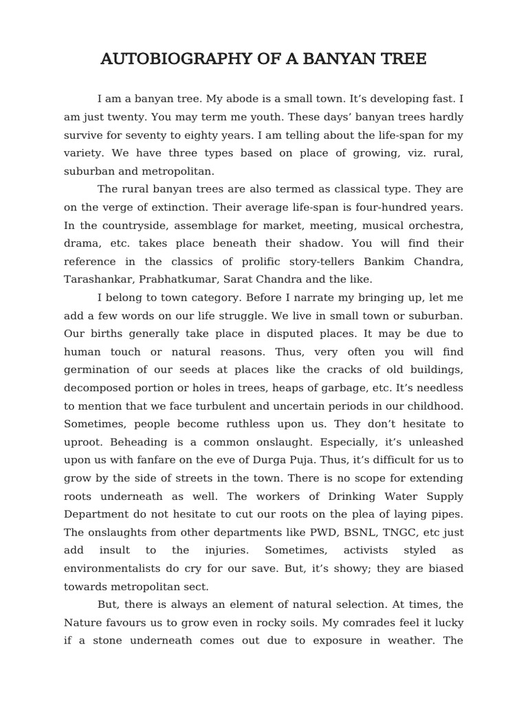Autobiography of a Banyan Tree | PDF | Trees