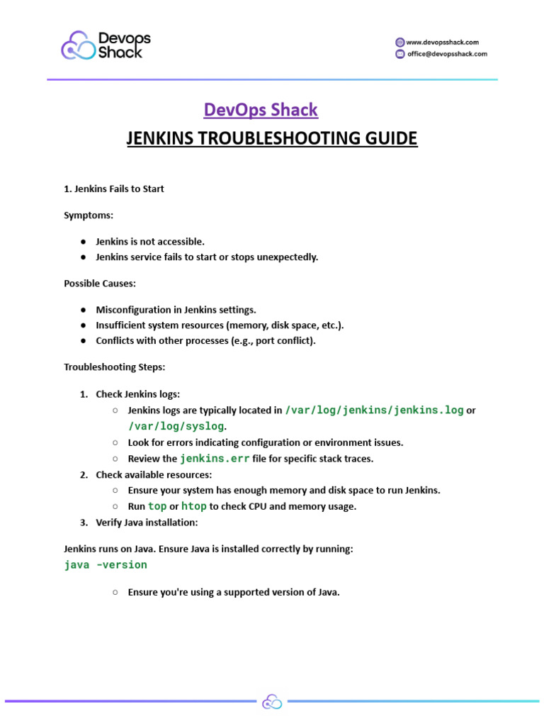 DevOps Shack - Jenkins Troubleshooting Guide | PDF | Backup | Proxy Server