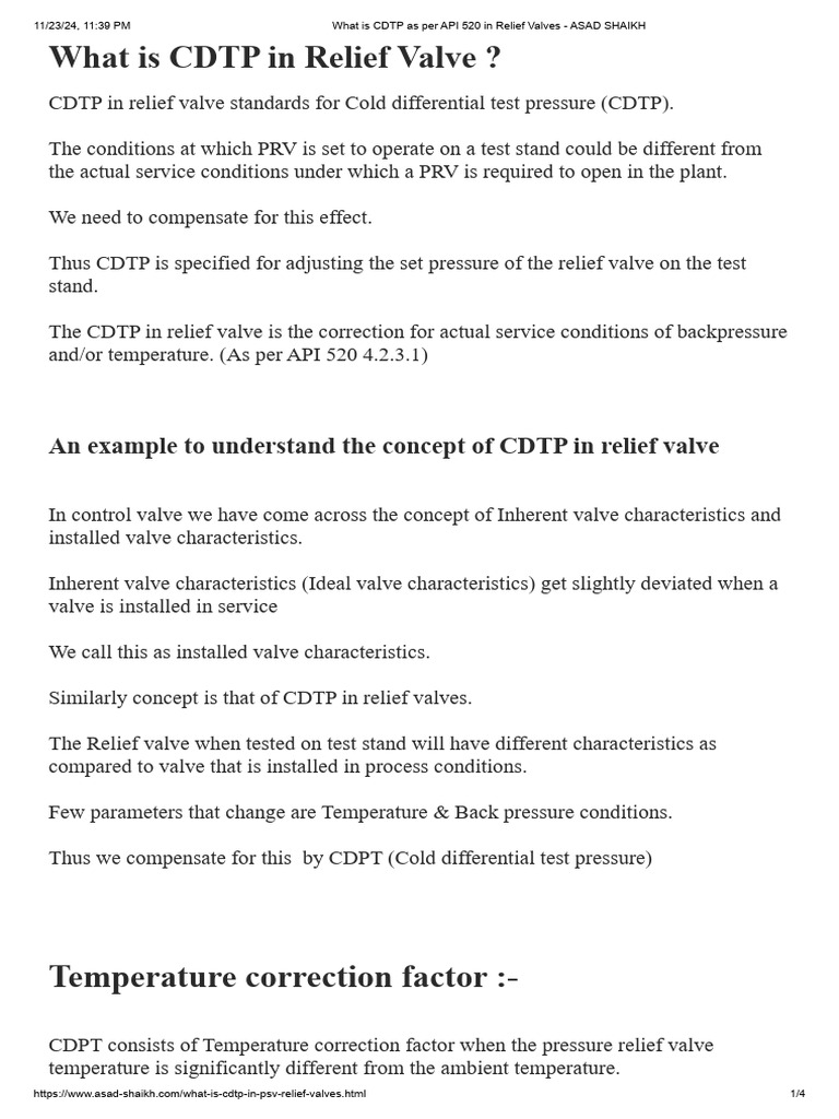 What is CDTP as per API 520 in Relief Valves | PDF | Valve | Pressure