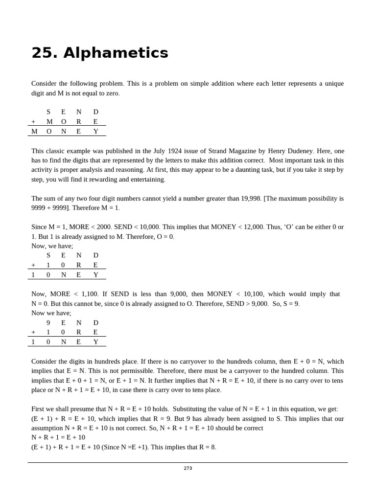 25 Alphametics | PDF | Applied Mathematics | Mathematics