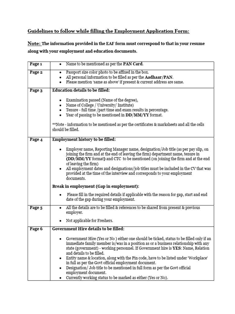 EAF and APC Form Filling Instructions or Guidelines | PDF | Résumé ...