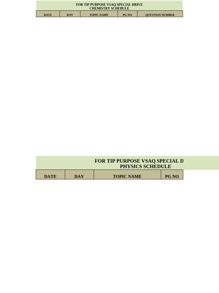 Revised Program-1 Tip Purpose Vsaq Special Drive Schedules | PDF