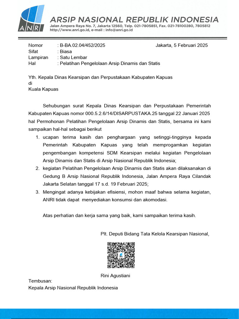 Pelatihan Pengelolaan Arsip 2025 | PDF