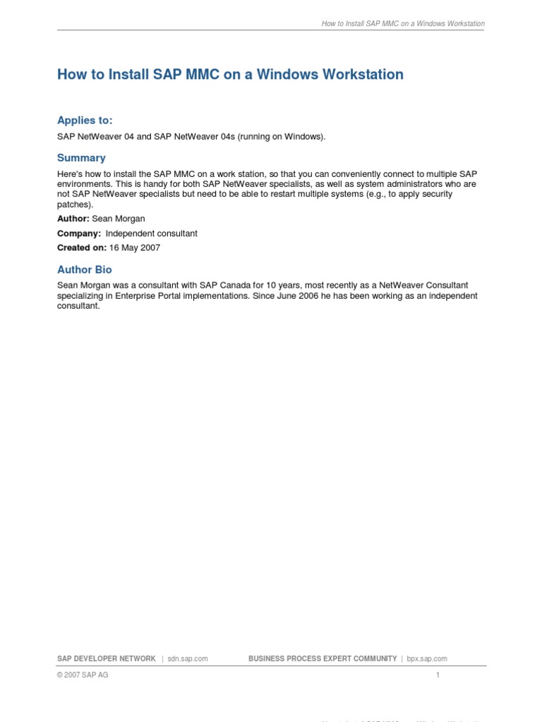 How To Install SAP MMC On Windows Workstation | PDF
