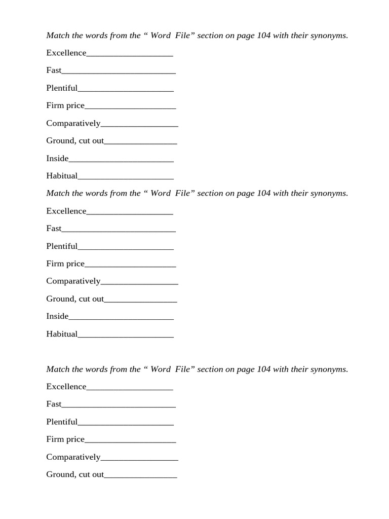 Synonym Matching Exercise Guide | PDF