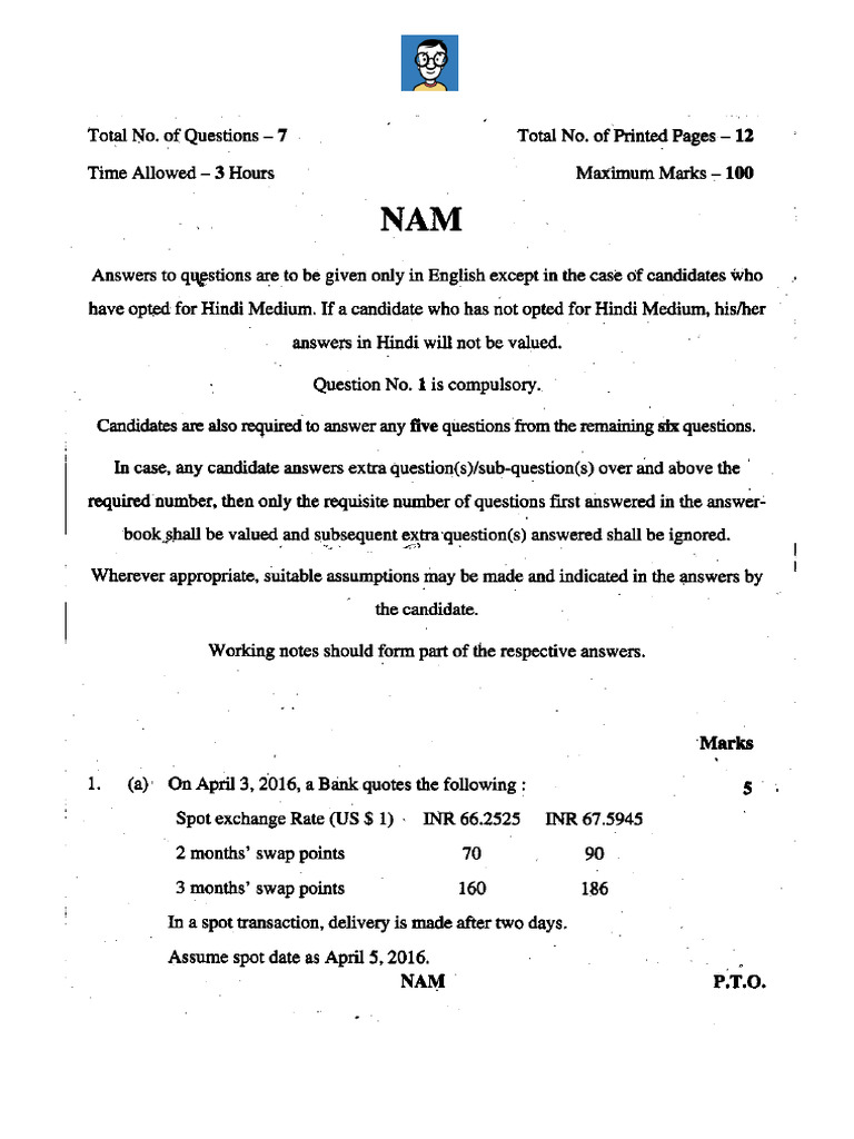 SFM Question Paper Nov 2016 | PDF
