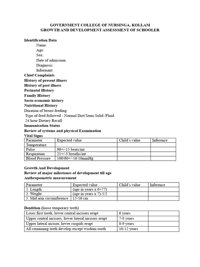 Growth and Development Assessment | PDF | Thought | Tooth