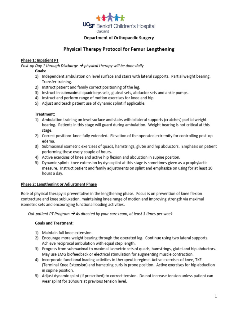 Femur Lengthening Physical Therapy Protocol | PDF | Anatomical Terms Of ...