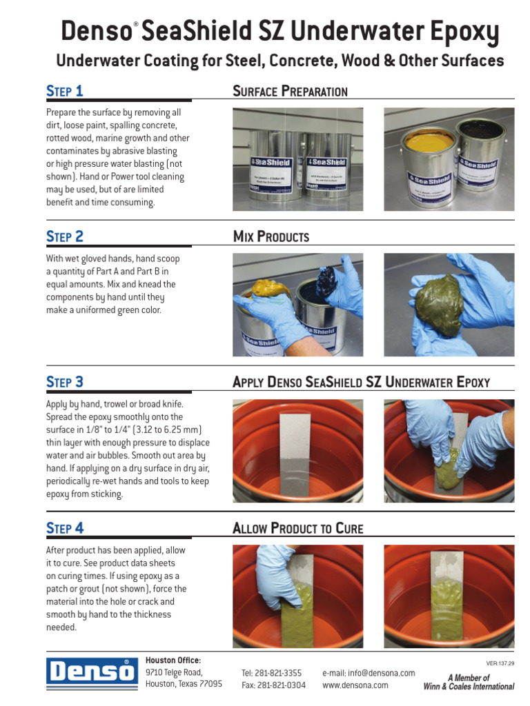 Denso SeaShield SZ Underwater Epoxy Step by Step | PDF