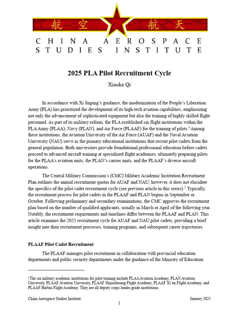 2025 PLAAF Pilot Cadet Recruitment Guide | PDF | University And College ...