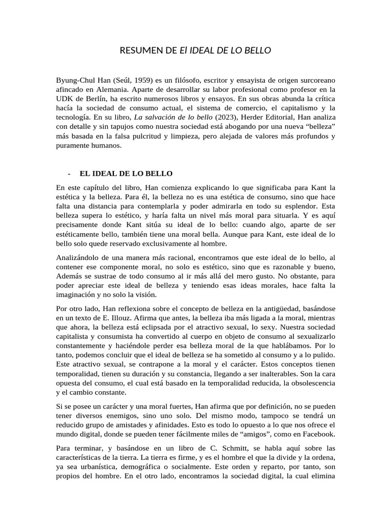 Resumen Ideal Bello, Adrián Hernández | PDF | Immanuel Kant | Belleza