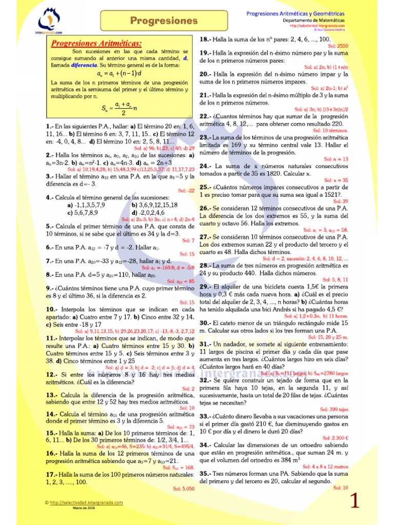 Repaso Progresiones | PDF
